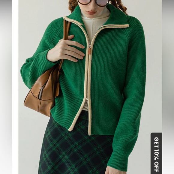 Commense | Sweaters | Commense Two Way Zip Contrast Trim Cardigan ...